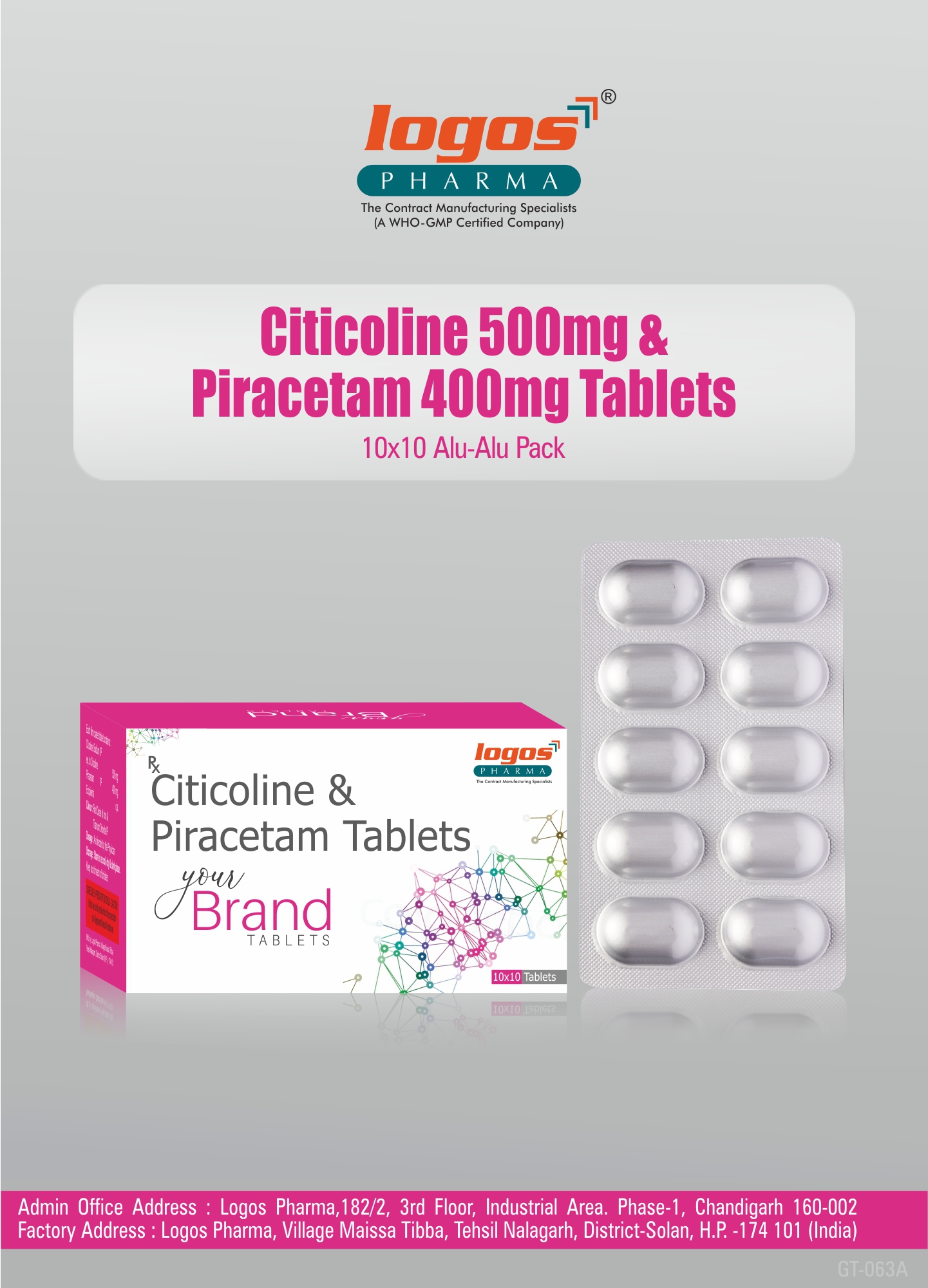 Citicoline Sodium 500 mg + Piracetam 800 mg Tablet – Logos Pharma