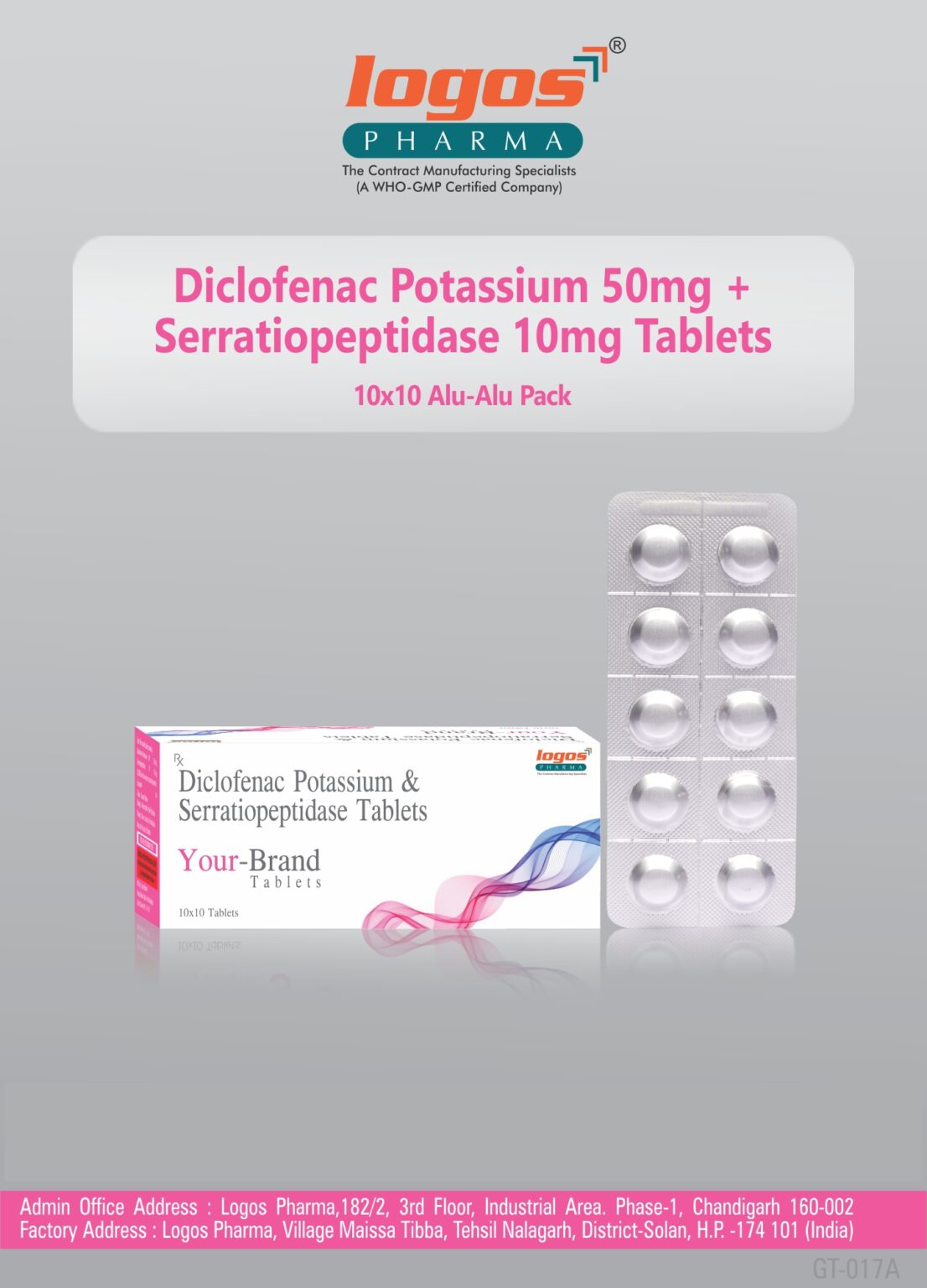 Diclo Potassium 50 mg + Serratiopeptidase 10 mg Tablet – Logos Pharma