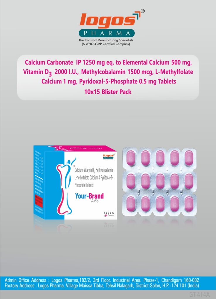 Calcium Carbonate 1250 mg + Vitamin D3 2000 IU + Mecobalamin 1500 mcg ...